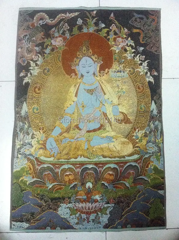 Free shipping 35" thangka wholesale Nepal tibet silk Buddhist tangka ...
