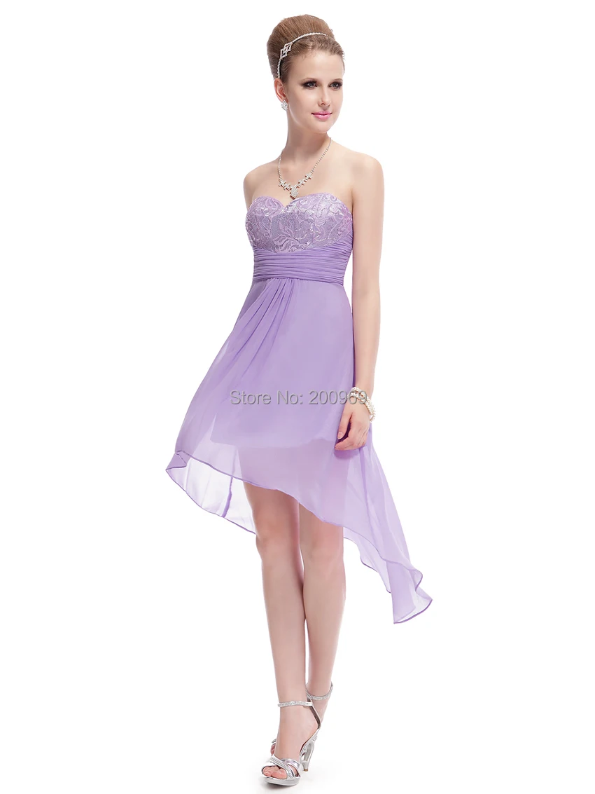 Cocktail Dress He03983qp Strapless Light Purple Lace Hi Low Cocktail Summer Dress 2015 In