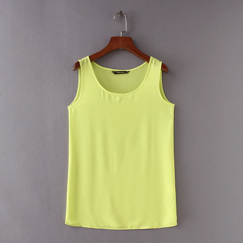 2018 Women Summer Tanks Chiffon Vest Light Yellow Casual O Neck