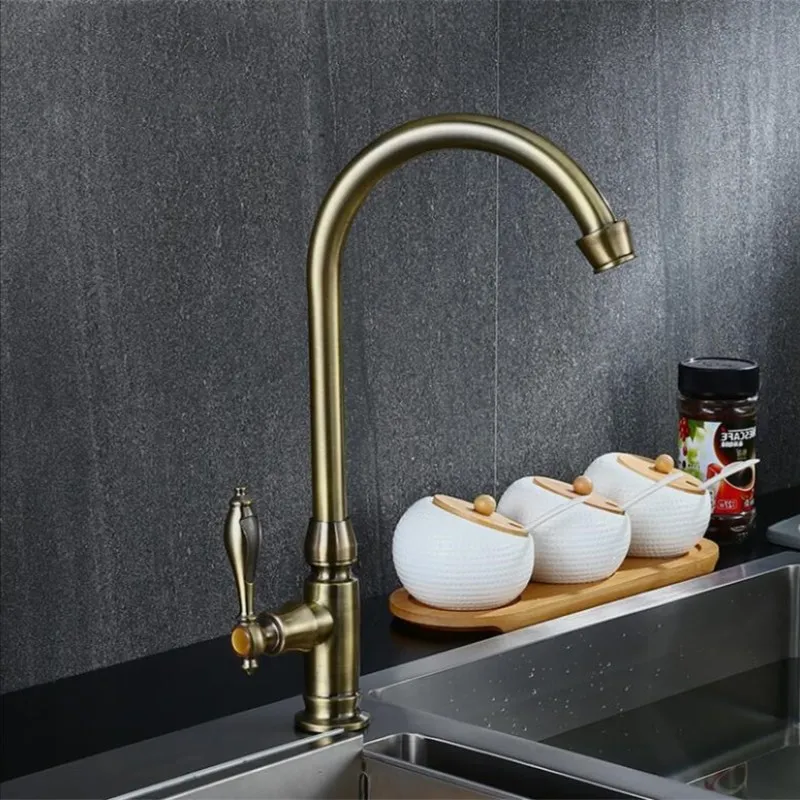 Ineasicer Robinet de Cuisine Mitigeur Robinet Laiton Brossé,Eau Froide ...