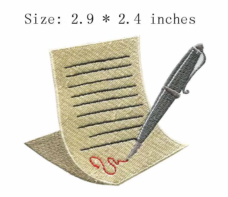 Letter-paper-embroidery-patch-2-9-wide-Pen-patch-writing-badge-writer ...