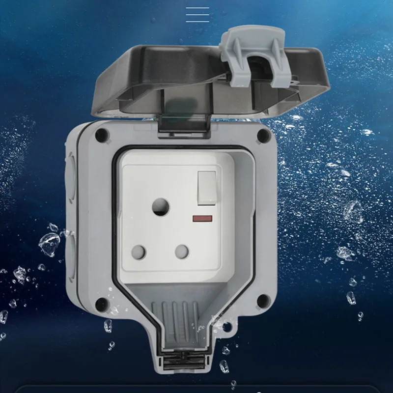 IP66 Weatherproof Waterproof Outdoor Wall Power Socket 16A Double EU ...