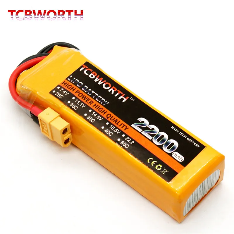 TCBWORTH RC Lipo batería 3 S 2200 mAh 11,1 V 25C para RC Avión Helicóptero coche barco 3 S ...