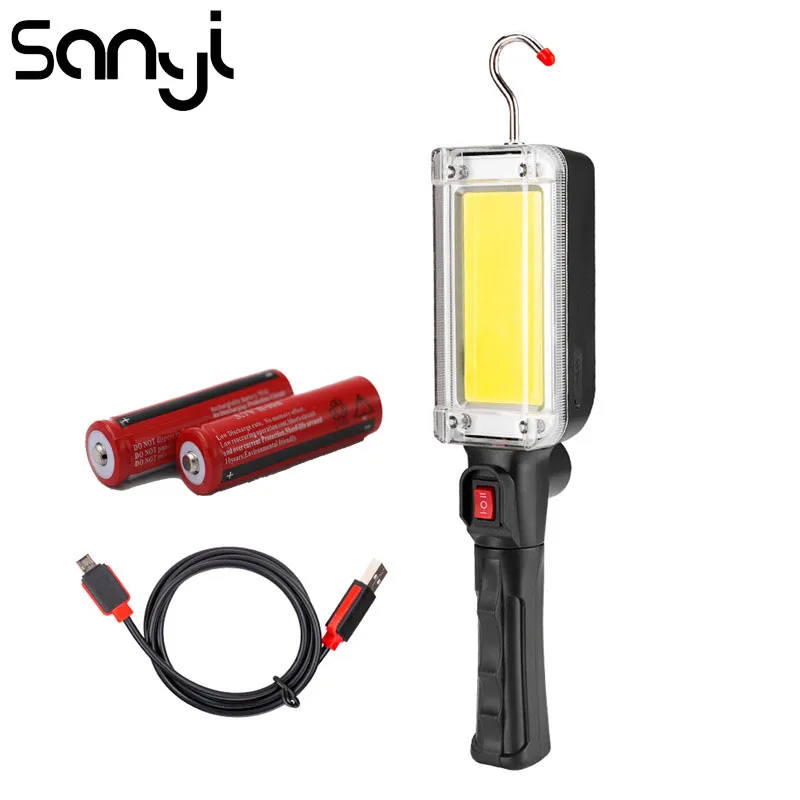 Cob Flashlight Usb Charging Work Light | Flash Light Cob 18650 Battery ...