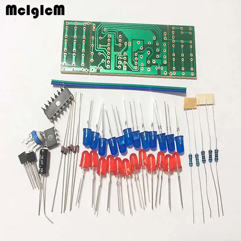 F108Red Blue Double Color Flashing Lights DIY Kit Strobe NE555+CD4017 ...