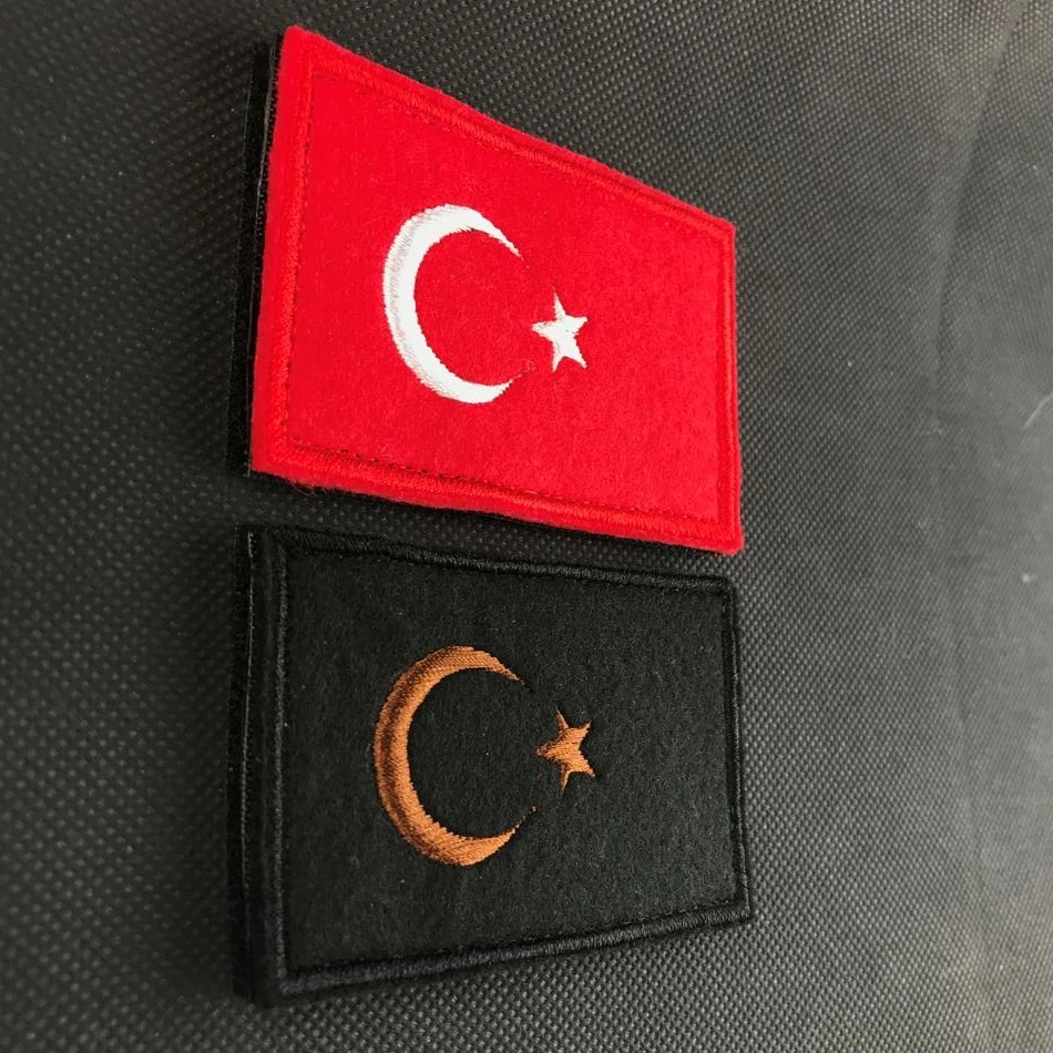 2pcs Embroidery Turkey Flag Patch Hook Loops Military Shoulder Brassard ...