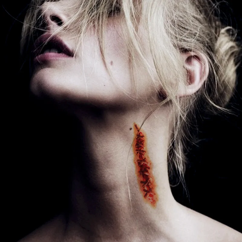 1PCS Zombie Scars Tattoos Sticker Bloody Makeup Halloween Decor Horror ...