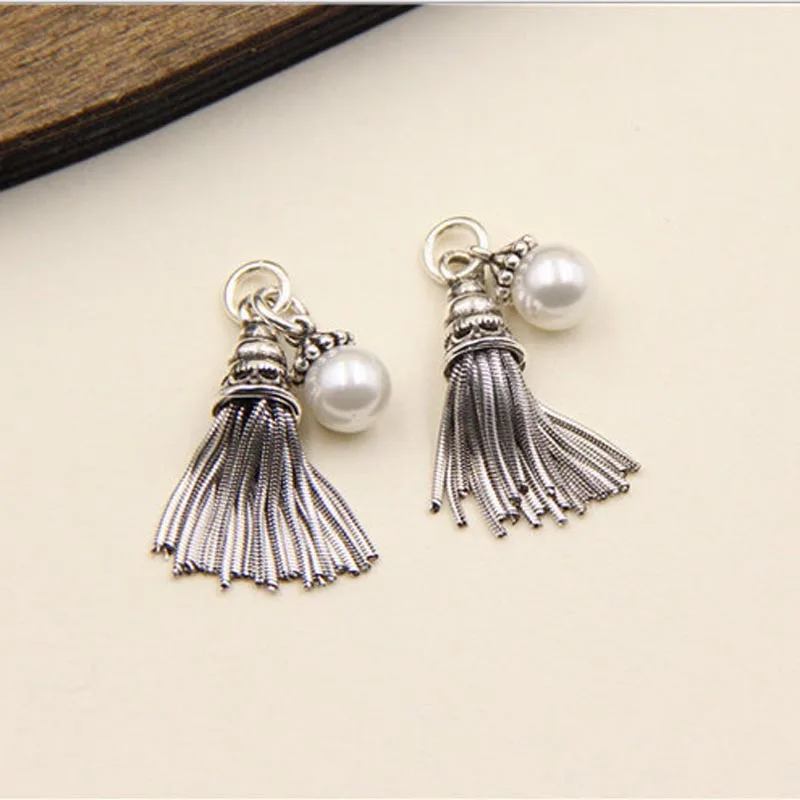 925 스털링 실버 diy 술 구슬 펜던트 패션 빈티지 배 매력 보석 액세서리 만들기위한 diy 팔찌 목걸이|diy tassel|925 sterling silver ...