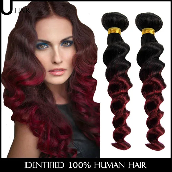 Virgin Brazilian Burgundy Ombre Hair Extension Loose Wave Burgundy Hair ...