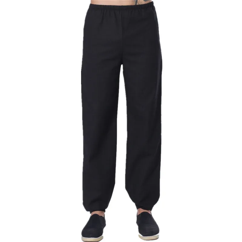 New Arrival Chinese Mens Kung Fu Trousers Cotton Linen Kung Fu Pant
