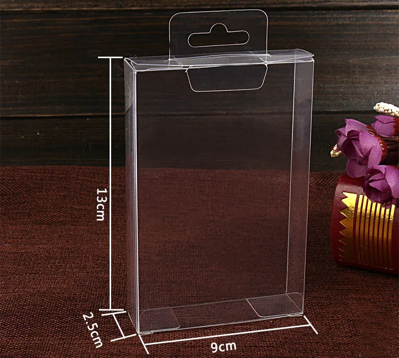 50pcs 25913cm 투명 플라스틱 Pvc 후크 상자 선물전화캔디화장품공예 사각형 투명 Pvc 상자에 대 한 상자를 포장box Forbox For