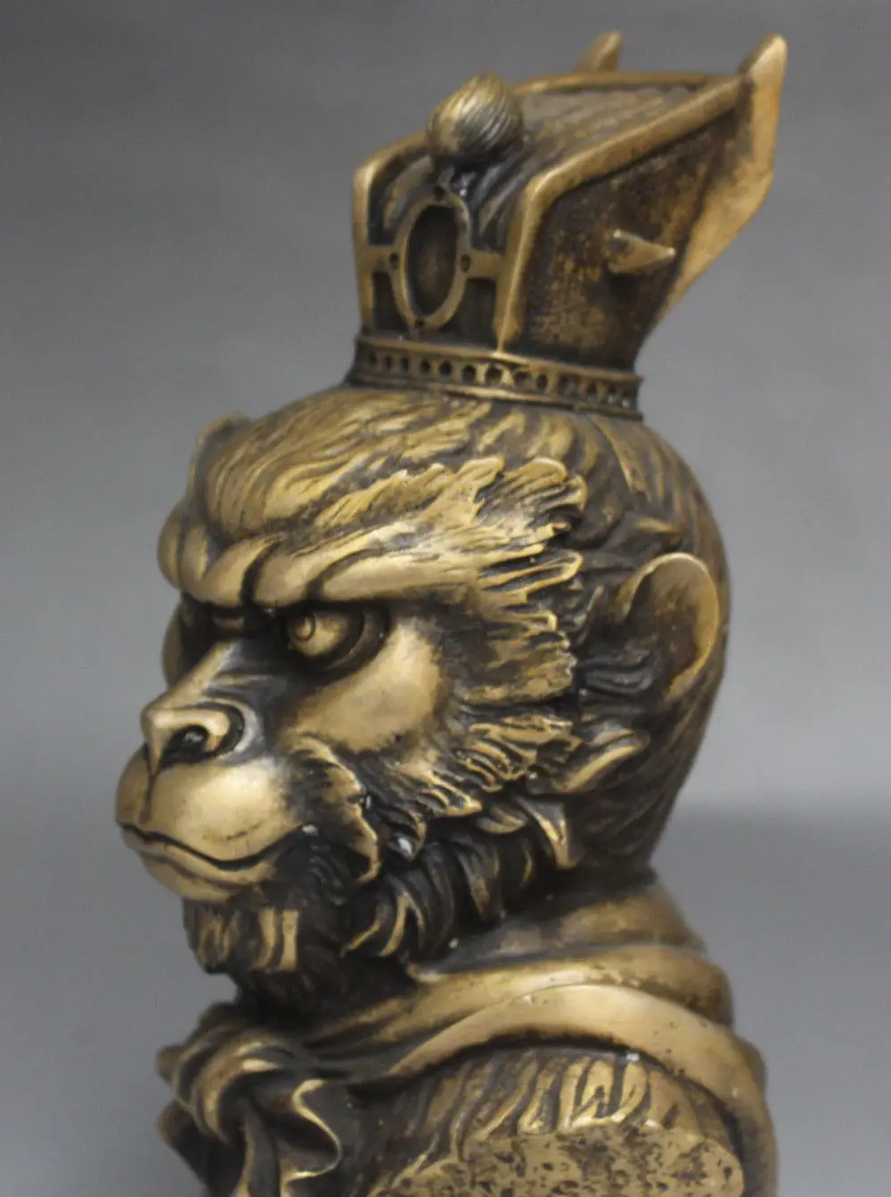 Chinese Mythos Bronze Handsome Sun Wukong Monkey King Head Bust Statue ...