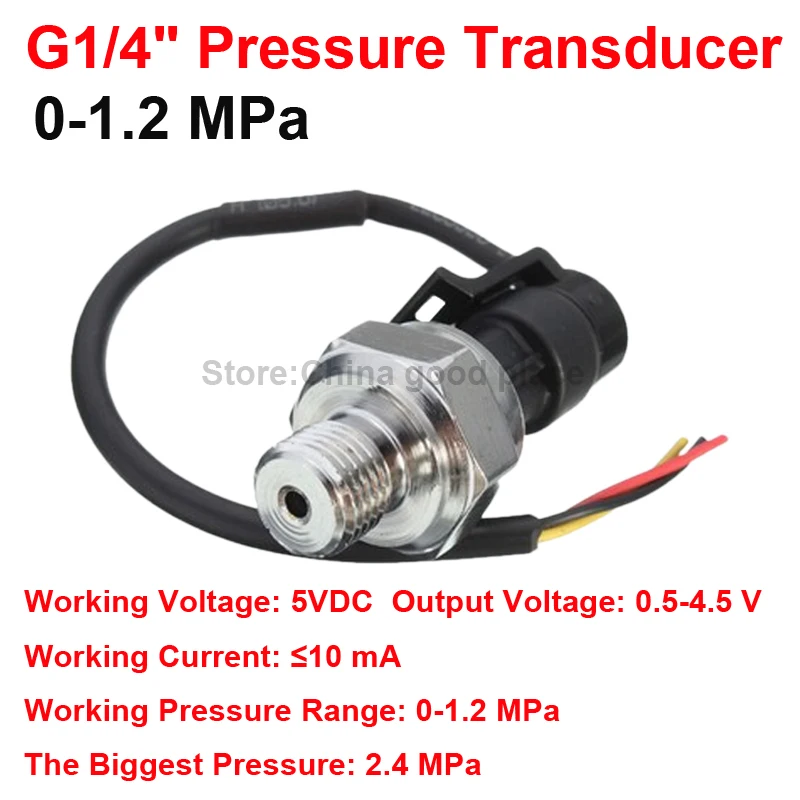 Dc 5v G1/4" Dn10 Pressure Sensor Transmitter Pressure Transducer 0~1.2 Mpa 174 Psi For Water Gas ...