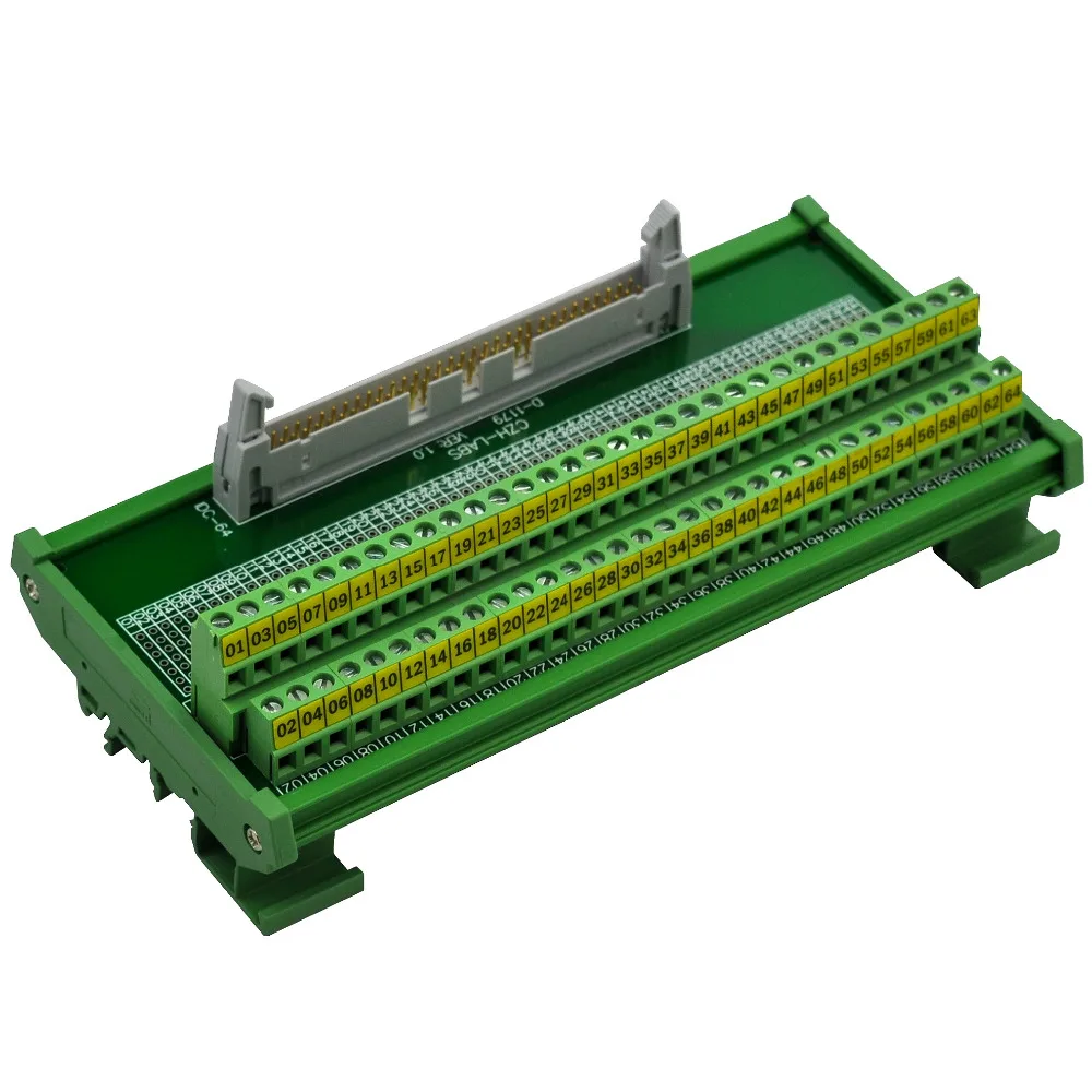 Czh-labs Din Rail Mount Idc-64 Male Header Connector Breakout Board ...