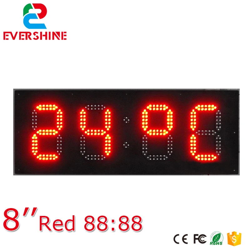 8 Inch Red Color Dispaly Large Outdoor Waterproof LED Clock Display ...