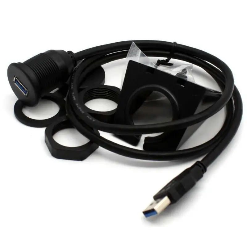 USB Panel Flush Mount Cable USB 3.0 / USB 2.0 Extension USB Mount, Dash ...