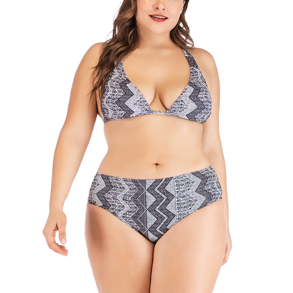 Bikinis 2019 Mujer Women Plus Size Print Bikini Swimjupmsuit Swimsuit