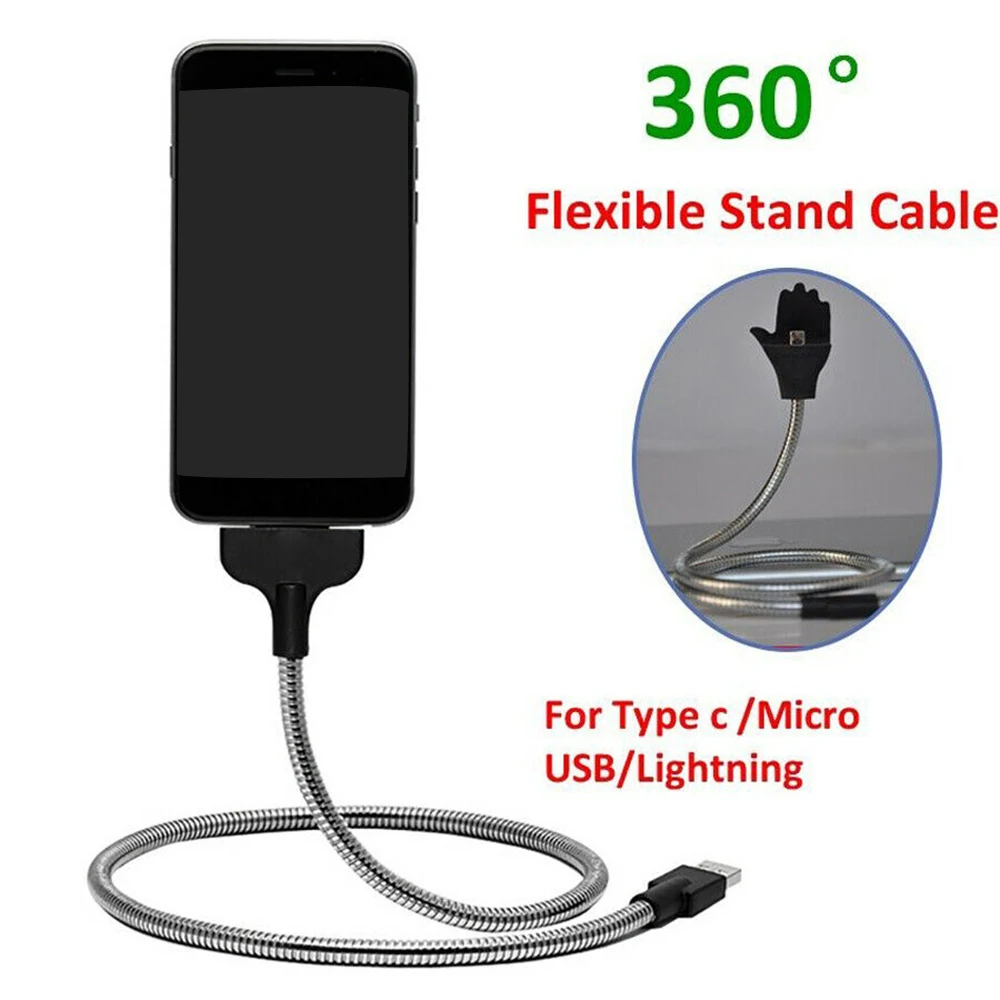 Lazy-Stand-Up-Charging-Cable-Flexible-Phone-Holder-Bracket-USB-Charger ...