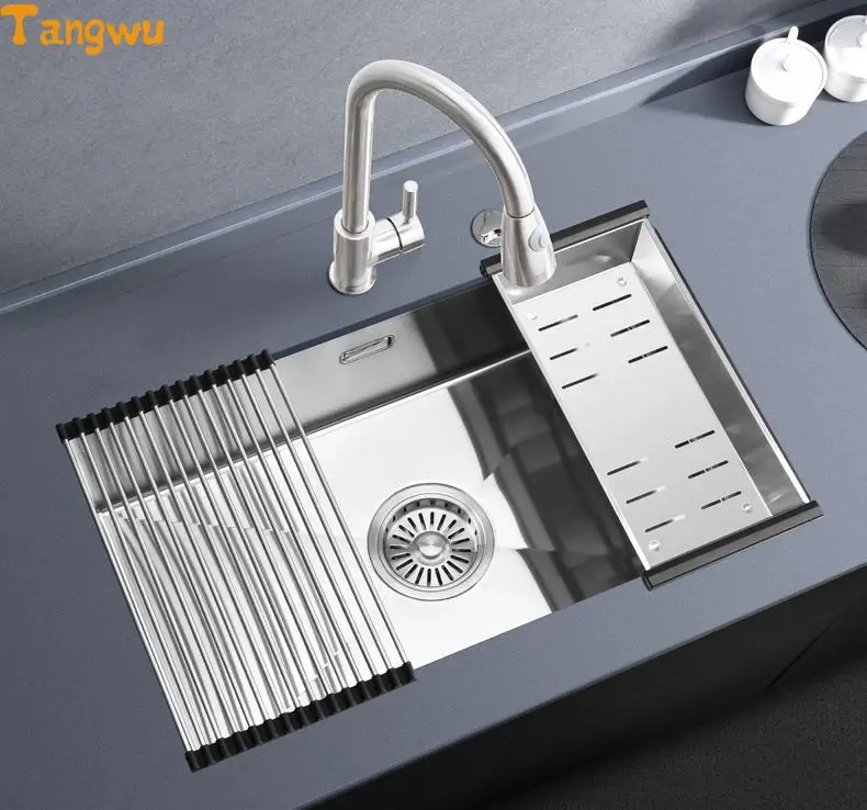 Free shipping single trough 304 thick stainless menu dishes wash basin ...
