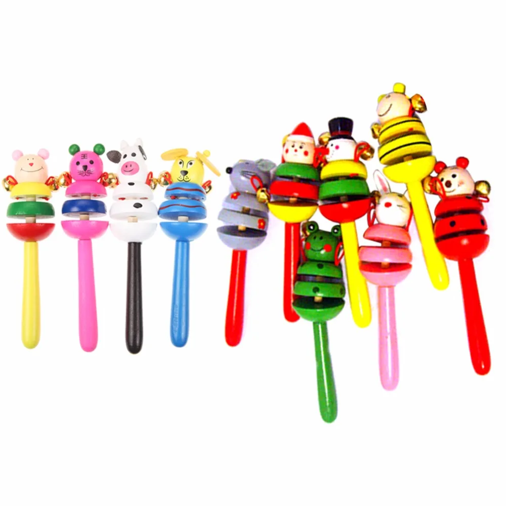 1pcs Mainan Bayi Mainan Kayu Aktivitas Bell Stick Shaker Mainan Bayi ...