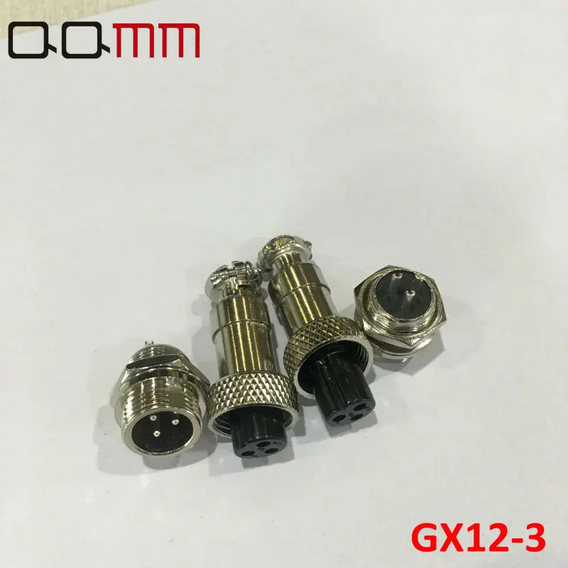 2Set 2017 New Connector Male & Female 12mm Wire GX12 3 Pin Panel ...