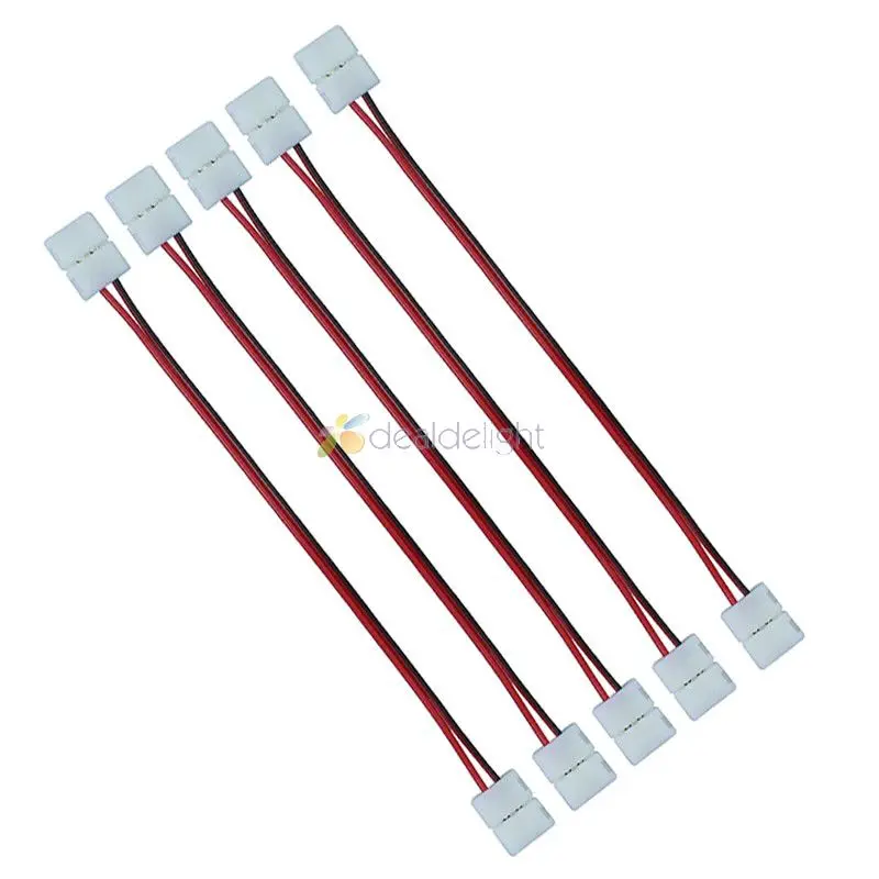 10pcs 10mm 2 pin Two Connectors Wire For LED Strip SMD 5050 5630 LED ...
