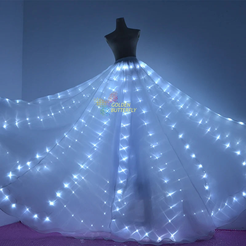 LED Skirt Glowing Fashion Women long dress Luminous Butterfly Wings LED ...