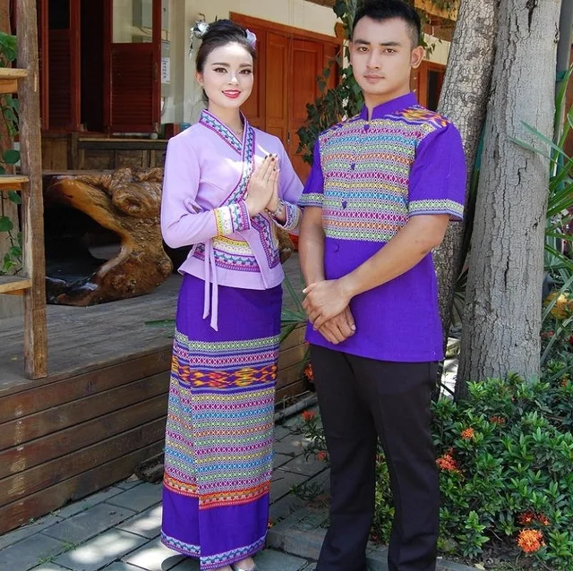 Thai Traditional Sabai Dress Cloth Silk Synthetic Thailand National