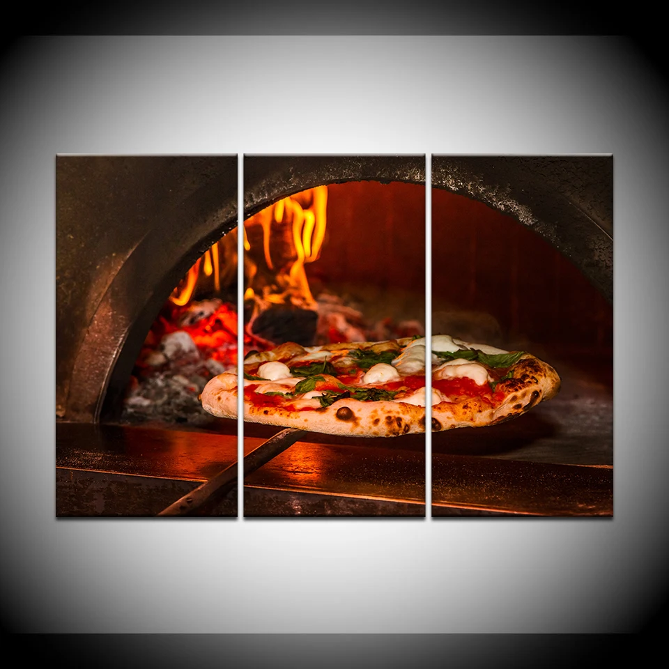 Canvas Painting Delicious food Pizza 3 Pieces Wall Art Painting Modular ...