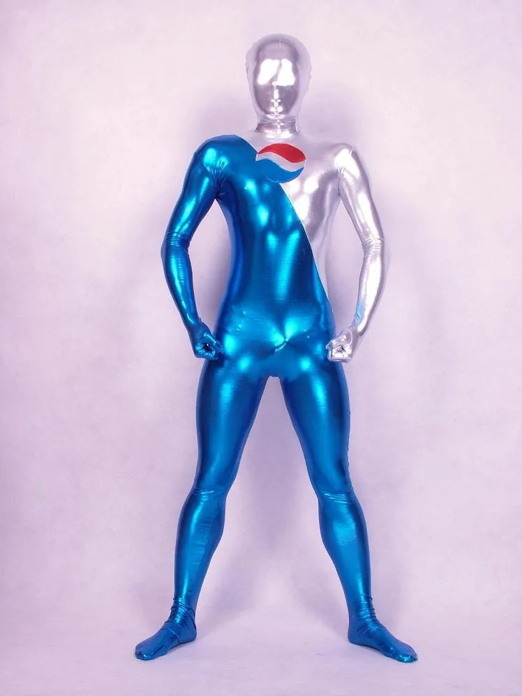 Silver Patent Leather Bright Surface Front Zip File Open Elastic Tights