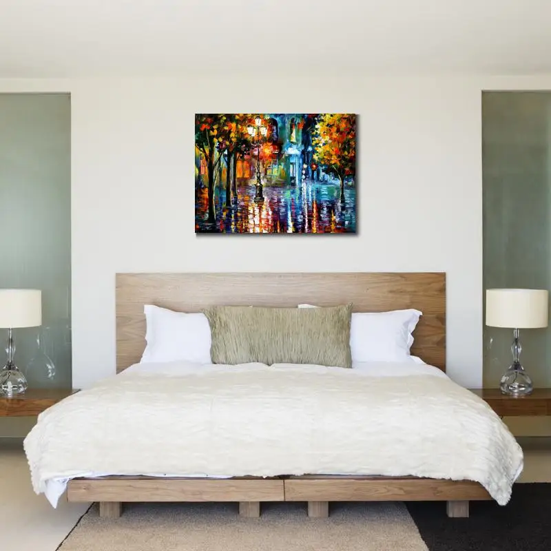 Modern art landscape old streets palette knife oil painting High ...