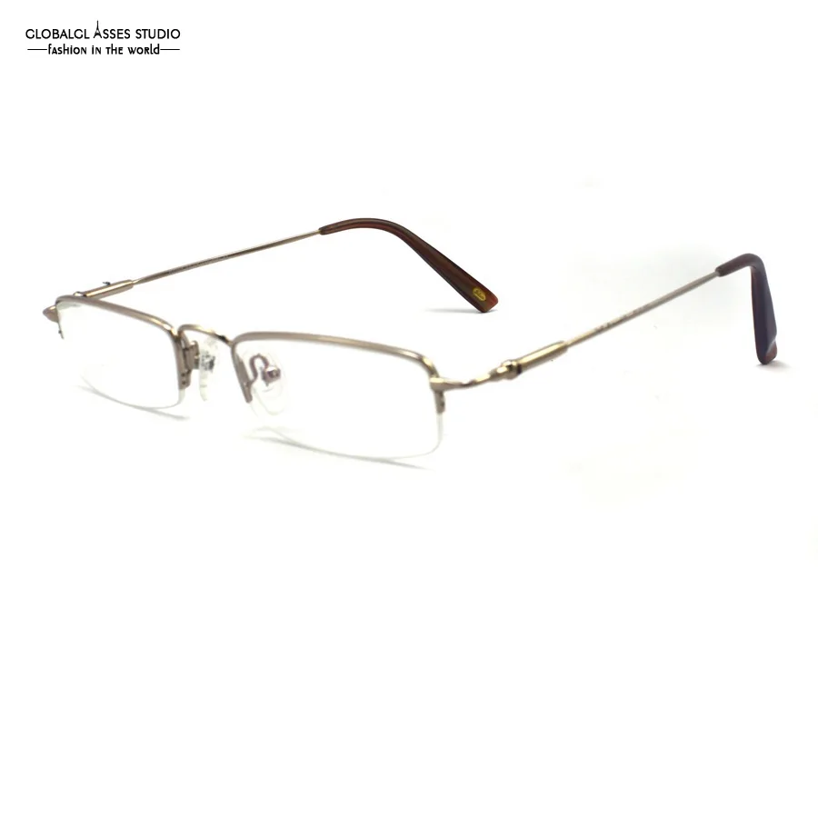 Buy Super Light Half Rim Metal Glasses Frame Men Business Gold Frame Aluminum