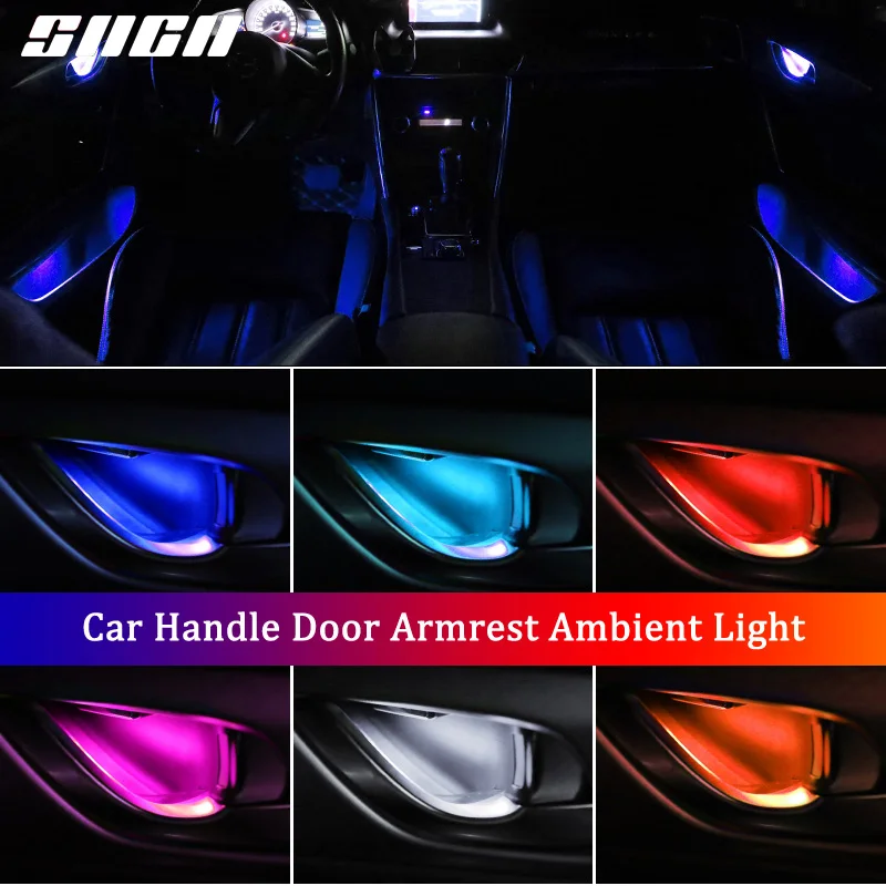 4pcs Atmosphere Light Auto Interior Inner Door Bowl Handle Armrest ...