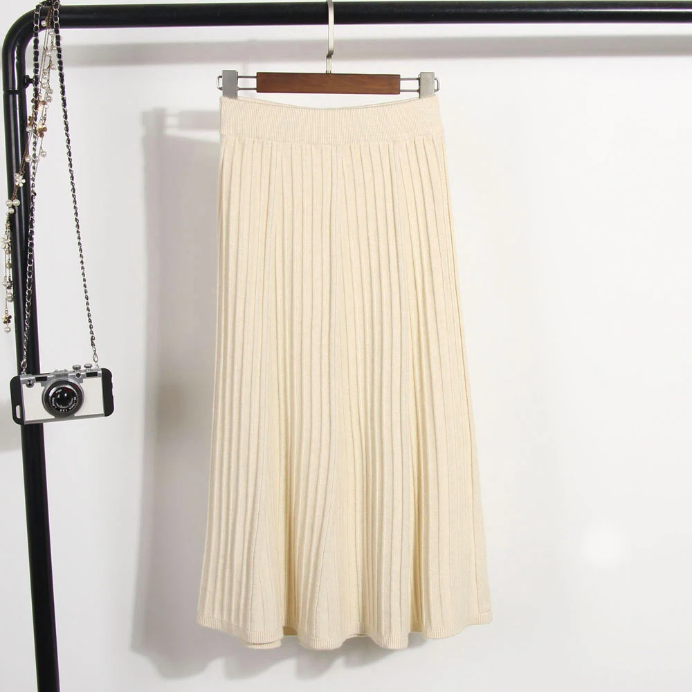 Buy Sherhure 2018 Autumn Women Skirts High Waist Beige Color Women Skirt Saias