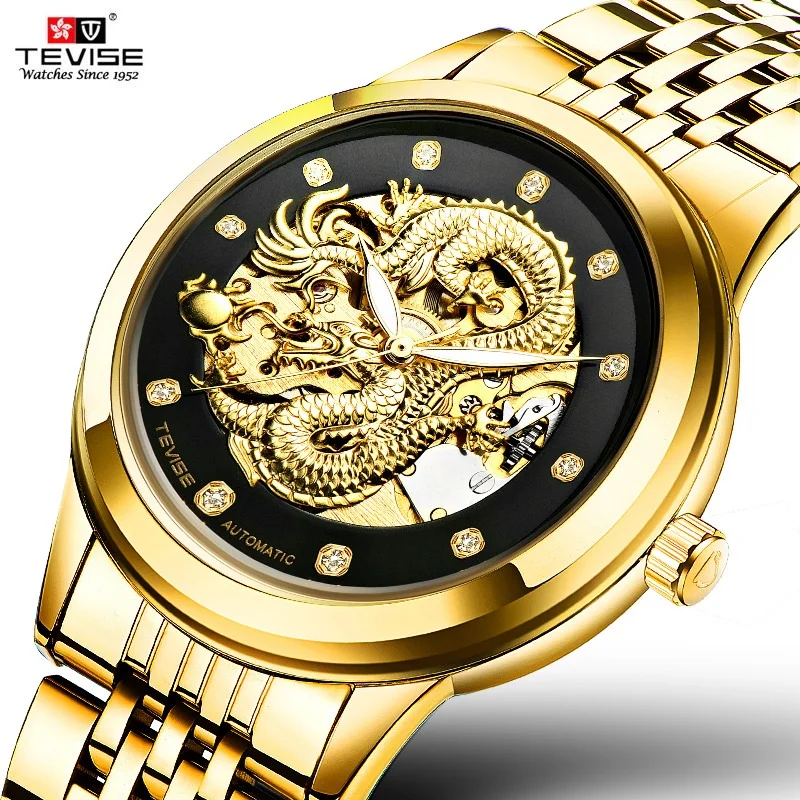 TEVISE Chinese Dragon Men Watch Automatic Watches Luminous Waterproof ...