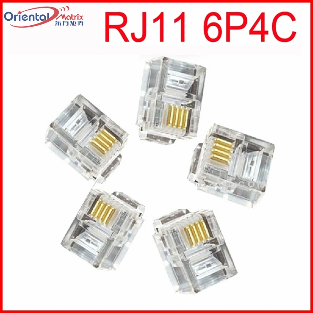 100PCS Single Port RJ11 Connector 6P4C 2 4 Call Crystal Head Plug|plug ...