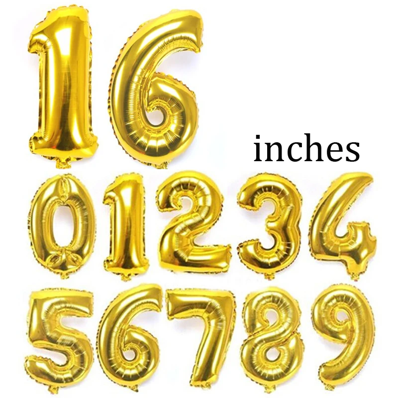 Globos dorados de helio de 16 pulgadas con números de aluminio, globos ...
