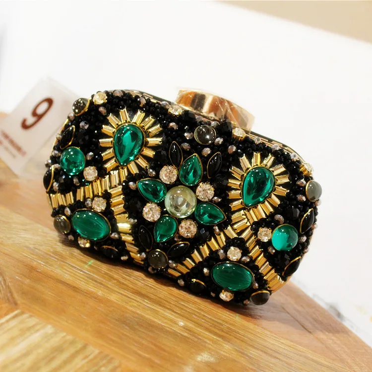 2017 New Peacock Shape Evening Bag Emerald Green Stone Crystal Luxury ...