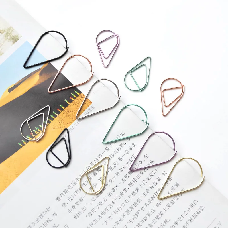 10 pcs/lot Cute Kawaii Water Drop Paper Clips Mini Metal Bookmarks ...