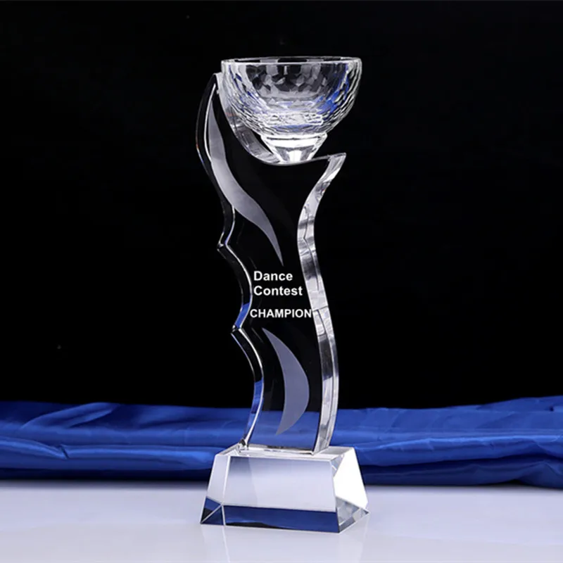 CTCB0053 Crystal Trophy Free Engraved Glass Award Cup With a Bowl For ...