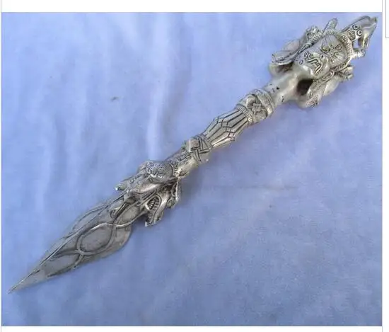 Copper Brass Collectible Old Handwork Tibet Silver Buddhist Sword ...