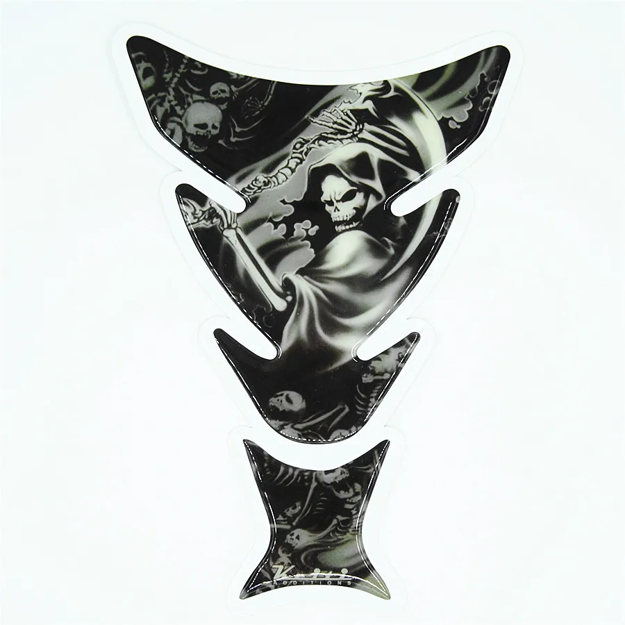 Motorcycle Skull Tank Pad Protector Sticker Carbon Fiber Decale Harley ...