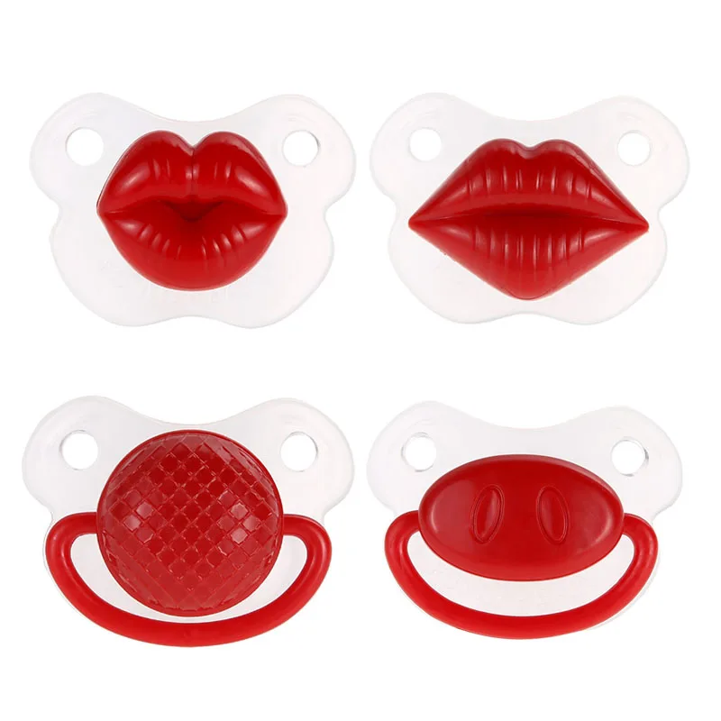 Silicone Baby Pacifiers Microphone Pig Nose Pacifier Infant Red Lip ...