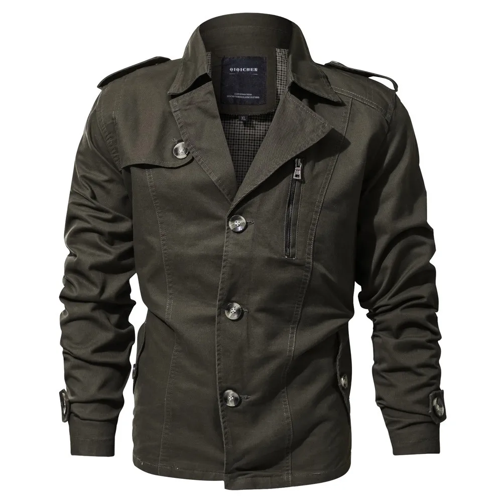 Feitong harajuku jacket men Clothing Jacket Button Pocket Coat Military ...