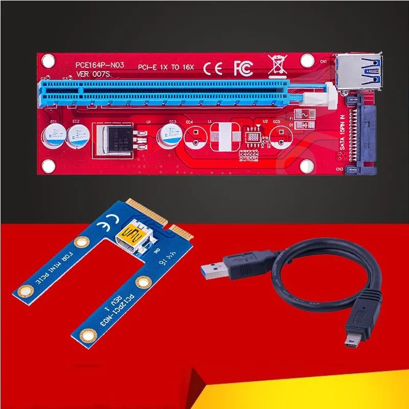 Mini-PCI-E-PCI-Express-Extender-Riser-Card-1x-To-16x-PCIE-Mining-Card ...