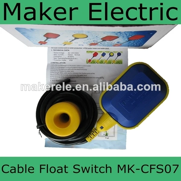MK-CFS02 3 meter Cable Float Switch Liquid Fluid Water Pump Level NO/NC ...