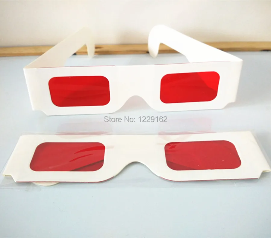 Free Shipping 50pcslot Re Useable White Paper 3d Glasses Paper Frame Redred Lens 3d Decoder