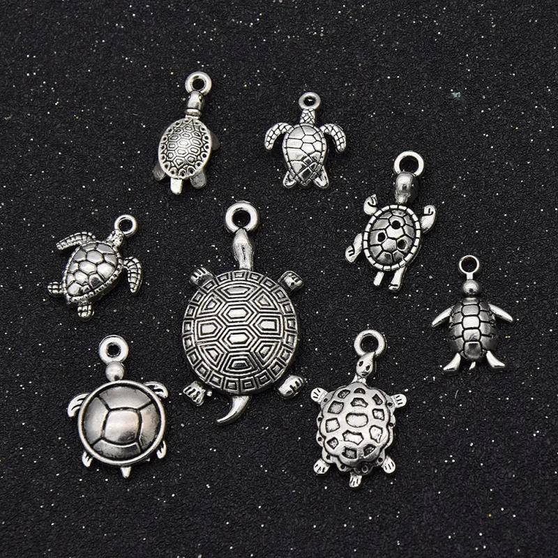 Fashion Lychee 8pcs Alloy Ocean Sea Turtle Tortoise Charms Pendant ...