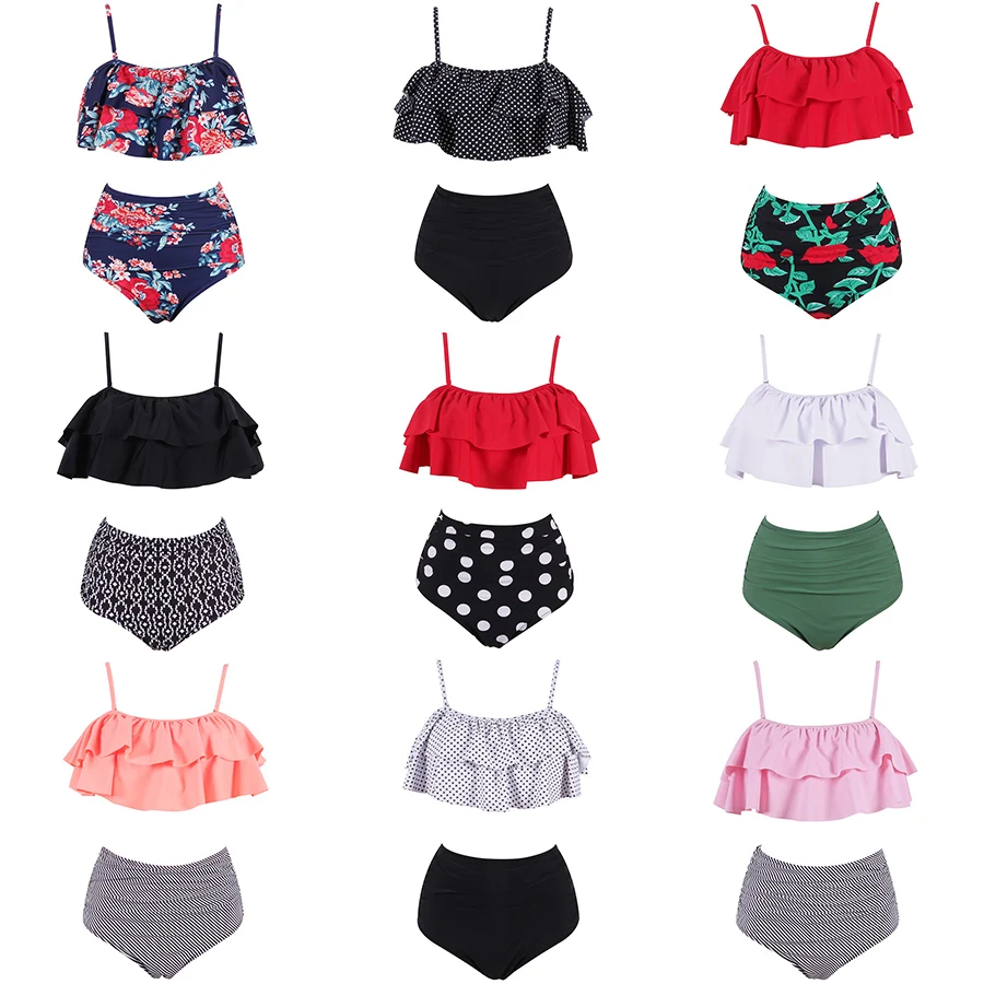 Nakiaeoi 2019 Newest Bikinis Women Swimsuit High Waist Bathing Suit