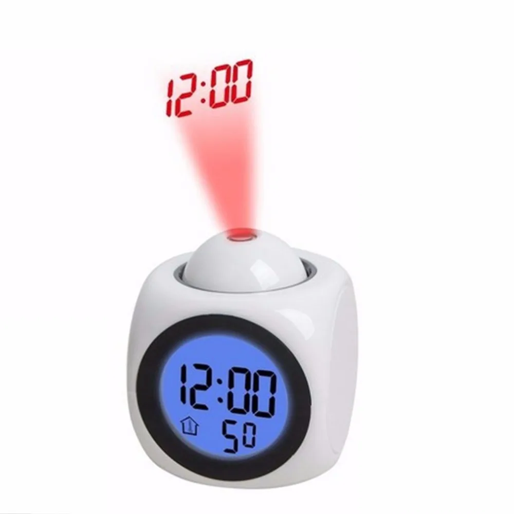 Led Projection Clock Talking Colorful Alarm Voice Clock Digital Time
